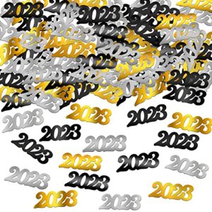 katchon, graduation decorations class of 2023 confetti - 1.8 ounce, 2023 confetti for table | 2023 confetti for graduation party decorations 2023 black and gold | 2023 table confetti, prom decorations