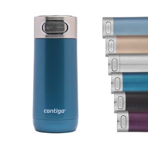 contigo luxe autoseal travel mug, stainless steel thermal mug, vacuum flask, leakproof tumbler, dishwasher safe, coffee mug with bpa free easy-clean lid, cornflower, 360 ml