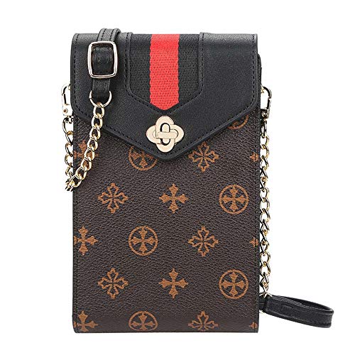 Small Crossbody Cell Phone Bag for Women, Chain Strap Fashion Mini Shoulder Purse Wallet Hasp Travel Handbag Case for iPhone 11 Se 2020 11 Pro Xr X Xs Max 8/7/6 Plus LG Stylo Samsung (Black)