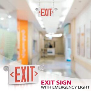 OSTEK Red LED Exit Sign with Emergency Lights，Two LED Adjustable Head Emergency Exit Lights with Battery Backup, Dual LED Lamp ABS Fire Resistance UL-Listed 120-277V