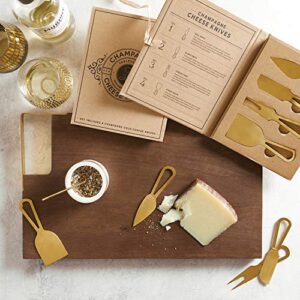 Santa Barbara Design Studio Gift Set Kitchen Essentials TableSugar Kraft Cardboard Book Gift Box, 4-Pieces, Champagne Gold Cheese Knives