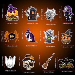 12 Pieces Halloween Cutouts, Pumpkin, Bat, Spider, Witch, Ghost, Halloween Party Decoration Poster (Cute Style)