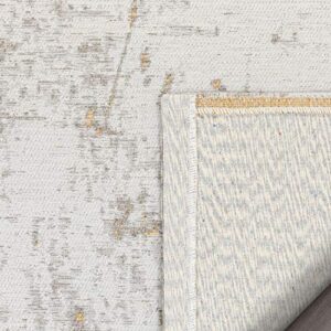 Well Woven Nepi Grey Abstract Distressed Area Rug (5'3" x 7'3")