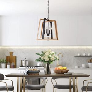 LNC Black and Gold Chandelier, 20“W Modern Farmhouse Pendant Lighting Fixture with Free Swinging Arms for Dining Room, Foyer, Bedroom, Kitchen Island