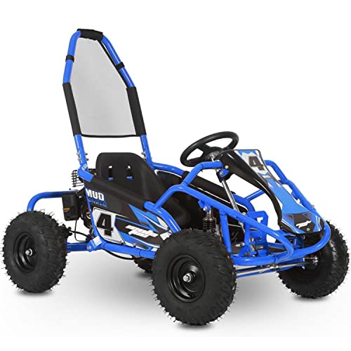 MotoTec Mud Monster 98cc Go Kart Full Suspension Blue, Large