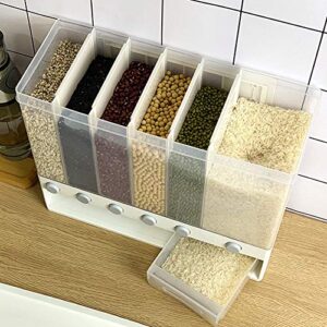 Wall-Mounted Dry Food Dispenser 6-Grid Cereal Dispensers Food Storage Container Kitchen Storage Tank for Cereal, Rice, Candy, Coffee Bean, Snack, Grain