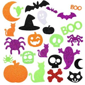 halloween foam stickers glitter craft stickers for kids 100pcs self-adhesive pumpkin ghost shape puffy stickers for halloween party supplies decorations (100pcs)