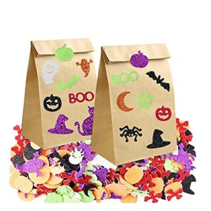 Halloween Foam Stickers Glitter Craft Stickers for Kids 100PCS Self-Adhesive Pumpkin Ghost Shape Puffy Stickers for Halloween Party Supplies Decorations (100PCS)