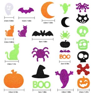 Halloween Foam Stickers Glitter Craft Stickers for Kids 100PCS Self-Adhesive Pumpkin Ghost Shape Puffy Stickers for Halloween Party Supplies Decorations (100PCS)