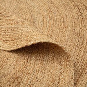 Jute Braided Rug, 4' Round Natural, Hand Woven Reversible Rugs for Kictchen Living Room Entryway, 4 Feet Round