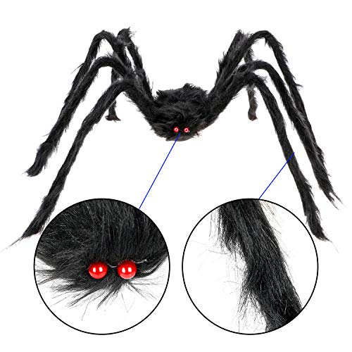 Konsait Halloween Decorations,Giant Black Spider with Red Eyes, 10.8ft Giant Spider Web for Halloween Haunted House Props, Yard Lawn Wall Indoor Outdoor Decorations