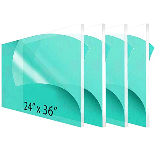 (2 Pack) 1/8" Thick Clear Acrylic Sheets - 24" x 36" Pre-Cut Plexiglass Sheets for Craft Projects, Signs, Sneeze Guard, and More - Cut with Laser, Power Saw, or Hand Tools