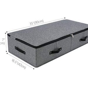 AMJ Extra Length Under Bed Storage Organization Containers for Shoes, Clothing, Bedding, 35.5 x 16.5 x 7“, Black Gray