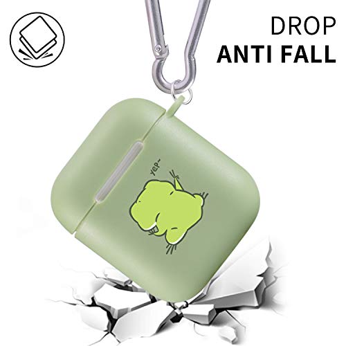 MAYCARI Cute Frog Case for AirPods 2&1 with Keychain,（Green） Animals Design Protective Soft TPU Cover Compatible with Apple AirPods Charging Case for Girls&Boys