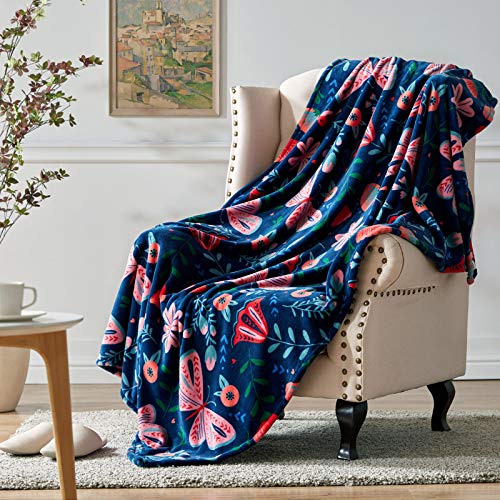 Hallmark Soft Blanket Throw for Women, Microfiber Throw Butterfly Blanket for Couch, 50''x70''