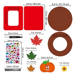 Winlyn 12 Sets Fall Thanksgiving Craft Kits DIY Thanksgiving Picture Frame Decorations Art Sets Tree Smile Face Pumpkin Autumn Leaf Owl Turkey Foam Stickers Arts and Crafts for Kids Party Activities