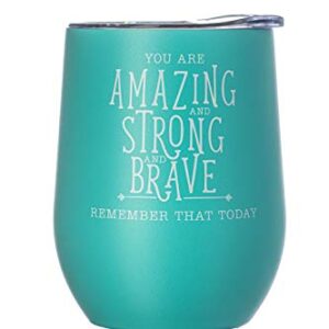 DIVERSEBEE Inspirational Thank You Gifts for Women, Mom, Girls, Wife, Girlfriend, Coworker, Nurses, Best Friend, Encouragement Birthday Wine Gifts for Her - Insulated Wine Tumbler Cup with Lid (Aqua)