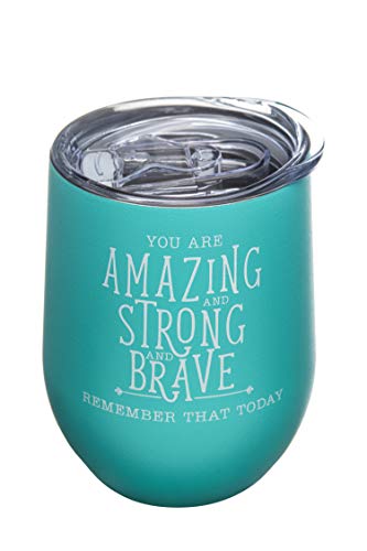 DIVERSEBEE Inspirational Thank You Gifts for Women, Mom, Girls, Wife, Girlfriend, Coworker, Nurses, Best Friend, Encouragement Birthday Wine Gifts for Her - Insulated Wine Tumbler Cup with Lid (Aqua)