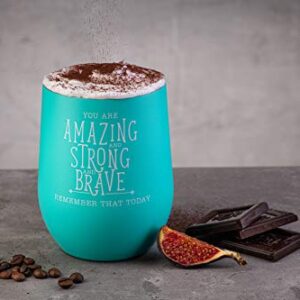 DIVERSEBEE Inspirational Thank You Gifts for Women, Mom, Girls, Wife, Girlfriend, Coworker, Nurses, Best Friend, Encouragement Birthday Wine Gifts for Her - Insulated Wine Tumbler Cup with Lid (Aqua)