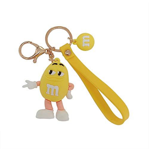 Cute Silicone Yellow M Beans Chocolate Peanut Case Compatible with Airpods1 and Airpod2 Headphones Cover with a Cute Yellow M Bean Keychian for Girls