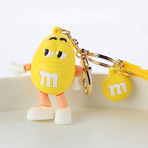 Cute Silicone Yellow M Beans Chocolate Peanut Case Compatible with Airpods1 and Airpod2 Headphones Cover with a Cute Yellow M Bean Keychian for Girls