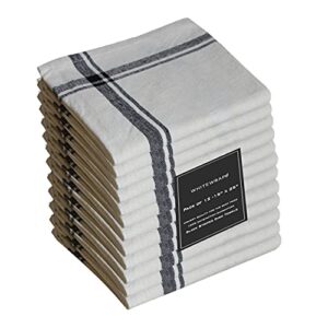 whitewrap kitchen towels | 100% cotton dish towels premium quality | 15"x25" black stripes 6-pack | hand towels, tea towels, dish cloths| highly absorbent bar towels