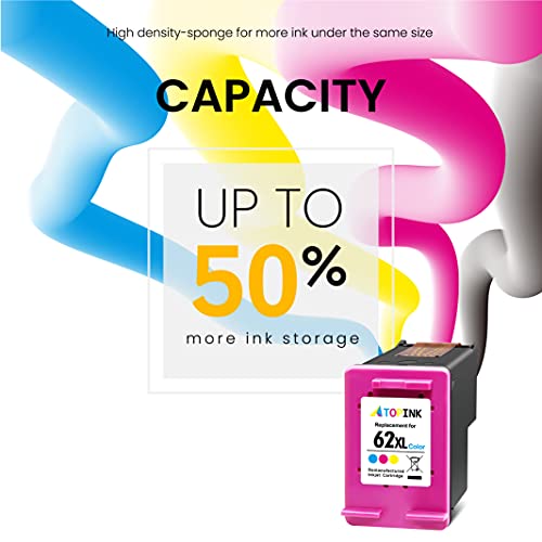 ATOPINK 62XL Color Ink Cartridge Remanufactured Ink Cartridge 62 XL | Replacement for HP 62XL 62 (1 Tri-Color) Ink Cartridge Works with Envy 5540 7640 5640 5660 Series, OfficeJet 5740 Mobile 200 250