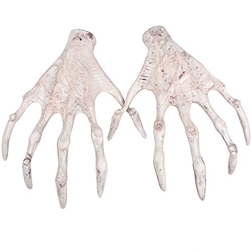 XONOR Halloween Witch Skeleton Hands - 1 Pair Realistic Plastic Scary Skeleton Hand for Halloween Decoration