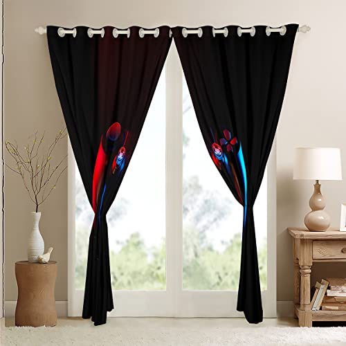 Feelyou Gaming Curtains for Boys Bedroom Kids Gamer Room Decor Curtain 42W x 63L Inches Teens Black and Red Video Game Controller Window Treatments Drapes with Grommets 2 Panels Set