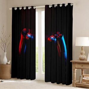 Feelyou Gaming Curtains for Boys Bedroom Kids Gamer Room Decor Curtain 42W x 63L Inches Teens Black and Red Video Game Controller Window Treatments Drapes with Grommets 2 Panels Set