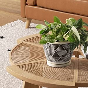 LE TAUCI Cement Planters Pots for Indoor Plants, 5.5 Inch Boho Plant Pots with Drainage Holes & Saucers, Decorative Succulent Pots Indoor, Bonsai Pots, Unglazed, Set of 2