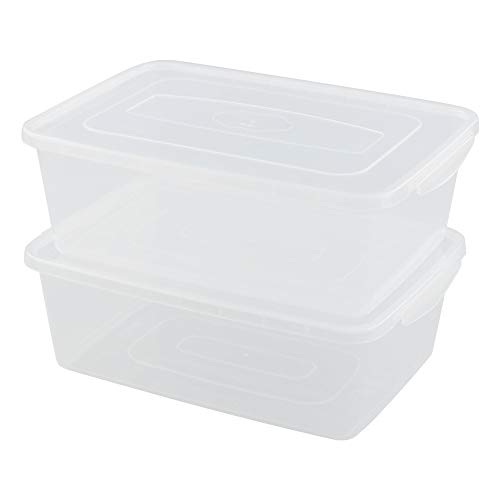 Farmoon 16 Quart Clear Storage Bin, Plastic Latch Containers/Boxes with Lid, 2 Packs