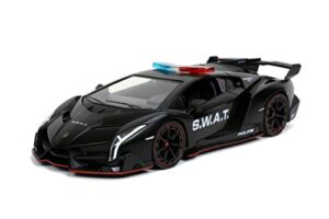 jada toys hyperspec 1:24 lamborghini veneno s.w.a.t. die-cast car, toys for kids and adults