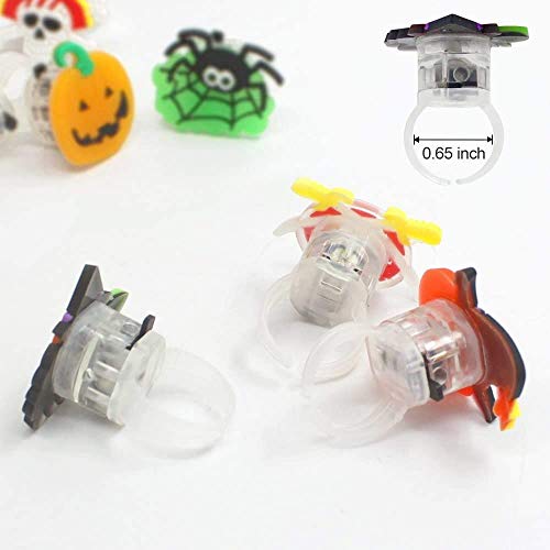 50 Pack Halloween LED Glow Ring for Kids, The Dark Birthday Party Supplies Prizes Classroom LED Halloween Christmas Light up Toys Flash Finger Rubber Rings 10 Shape Ghost Pumpkin Skeleton Spider Bat