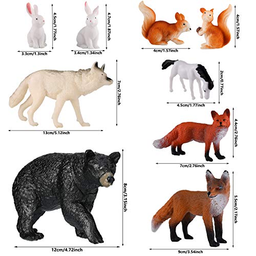 Skylety 18 Piece Christmas Woodland Animals Figurines Woodland Creatures Figurines Realistic Plastic Wild Forest Animals Figurines for New Year Birthday Christmas Party