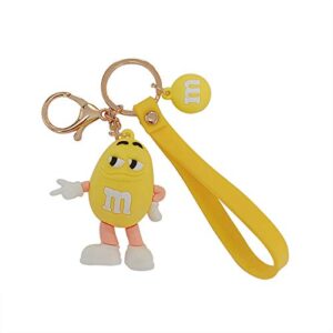 Cute Silicone Yellow M Beans Chocolate Peanut Case Compatible withAirpods Pro Headphones Cover with a Cute Yellow M Bean Keychian for Girls