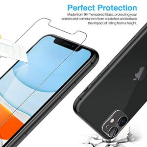 LK 6 Pack 3 Pack Screen Protector with 3 Pack Camera Lens Protector Compatible for iPhone 11 6.1-inch, Tempered Glass, Case Friendly, Easy-Installation Tool, 9H Hardness