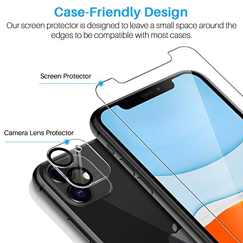 LK 6 Pack 3 Pack Screen Protector with 3 Pack Camera Lens Protector Compatible for iPhone 11 6.1-inch, Tempered Glass, Case Friendly, Easy-Installation Tool, 9H Hardness