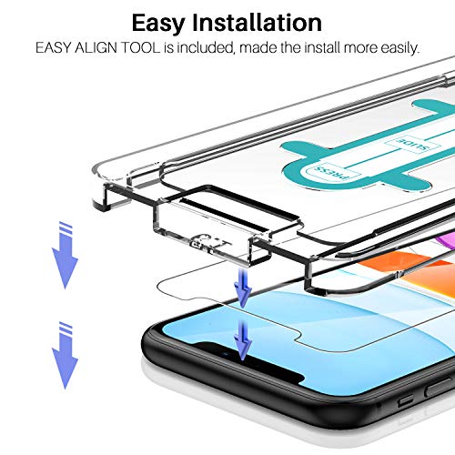 LK 6 Pack 3 Pack Screen Protector with 3 Pack Camera Lens Protector Compatible for iPhone 11 6.1-inch, Tempered Glass, Case Friendly, Easy-Installation Tool, 9H Hardness