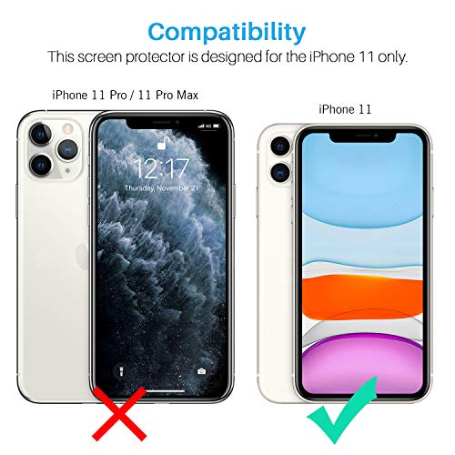 LK 6 Pack 3 Pack Screen Protector with 3 Pack Camera Lens Protector Compatible for iPhone 11 6.1-inch, Tempered Glass, Case Friendly, Easy-Installation Tool, 9H Hardness