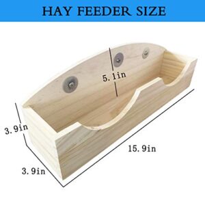 Hamiledyi Rabbit Hay Feeder, Bunny Food Manger Wooden Hay Manger Rack Grass Holder for Guinea Pig Chinchilla Hamster