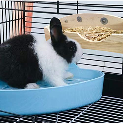 Hamiledyi Rabbit Hay Feeder, Bunny Food Manger Wooden Hay Manger Rack Grass Holder for Guinea Pig Chinchilla Hamster