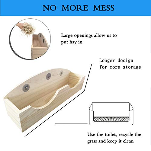 Hamiledyi Rabbit Hay Feeder, Bunny Food Manger Wooden Hay Manger Rack Grass Holder for Guinea Pig Chinchilla Hamster