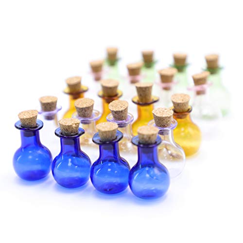 SHAOTONG 2ml Small Mini Glass Bottles Jars with Cork Stoppers.Wishing bottle drifting bottle wedding party DIY Etc. (O-20Pcs)