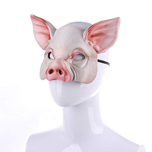 Hosfairy 1Pcs Half Face Animal Mask Pig Mask Horror Pig Mask for Halloween Costume Party Cosplay Props (White Pig Mask)