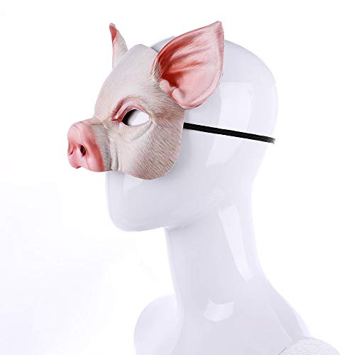 Hosfairy 1Pcs Half Face Animal Mask Pig Mask Horror Pig Mask for Halloween Costume Party Cosplay Props (White Pig Mask)