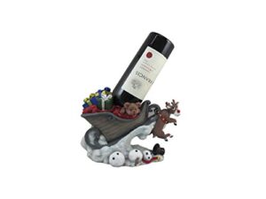 world of wonders night before christmas reindeer sleigh wine bottle holder | christmas decorations | table top wine bottle holder | wine bar holiday décor - 10.25l