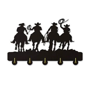 wall coat hooks west cowboy silhouette wooden hook wall door installation clothes coat hat key hook/coat rack/wall hook modern home decoration wall stickers kitchen bathroom towel hook, black（long：