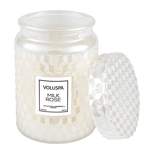 Voluspa Milk Rose Large Jar Candle | 18 Oz | All Natural Wicks and Coconut Wax for Clean Burning