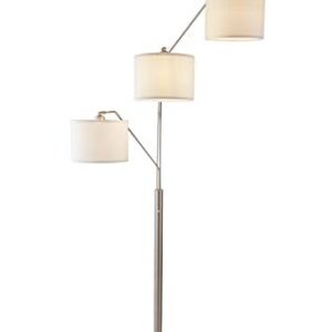 SH Lighting 83.5" Arc Tree Floor Lamp - Featrue 3 Hanging White Drum Fabric Shade with Adjustable Swing Arm and Marable Base - Great for Living Rooms, Bedrooms, or Arching Over Couches - 6949SN